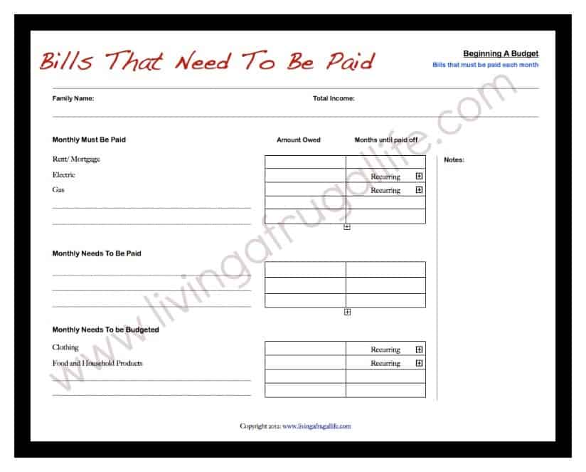 Free Budgeting Printables A Needs And Wants List Living A Frugal Life